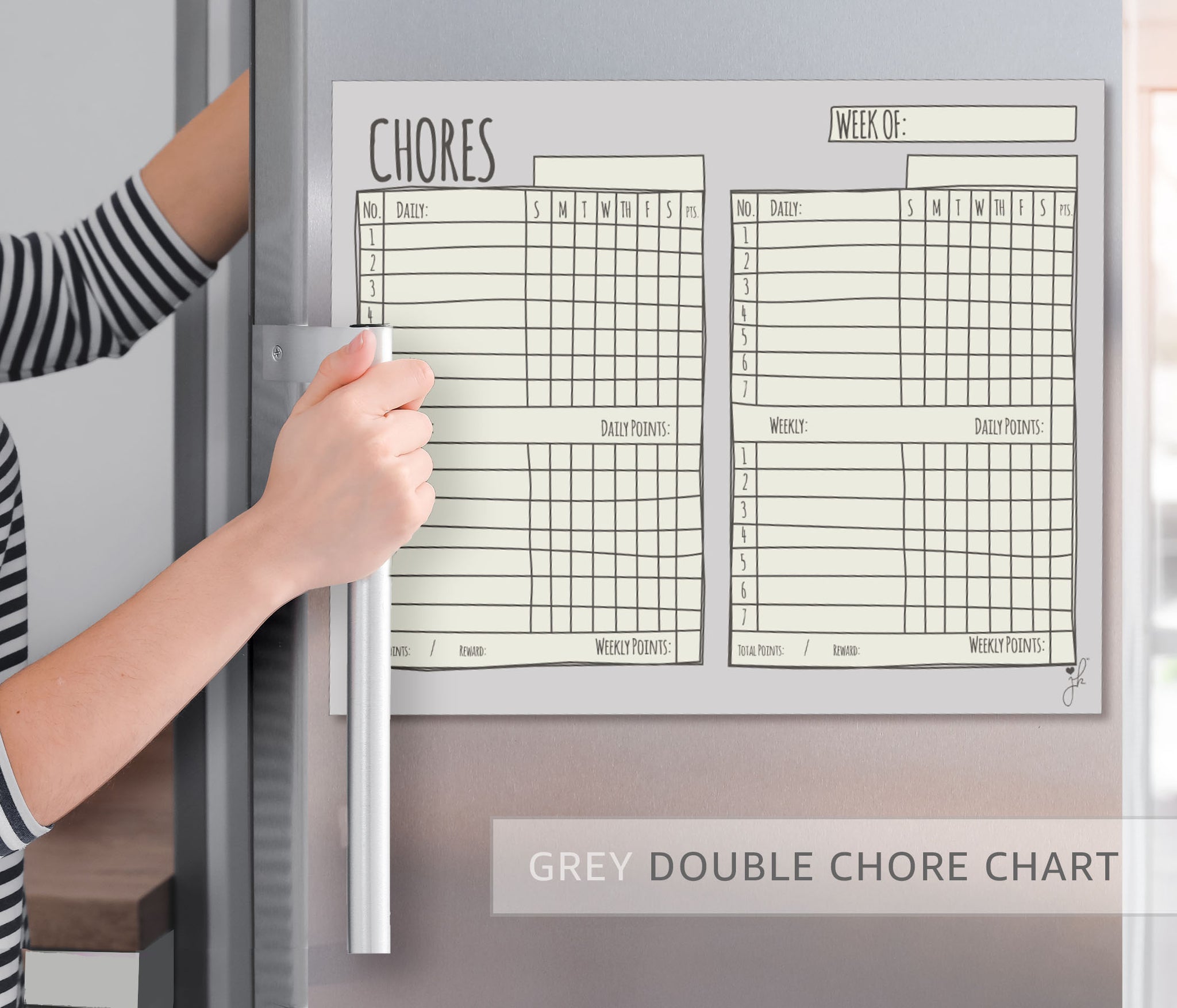 Magnetic Family Chore Chart with Markers - Sketch Design - Grey – JennaKate